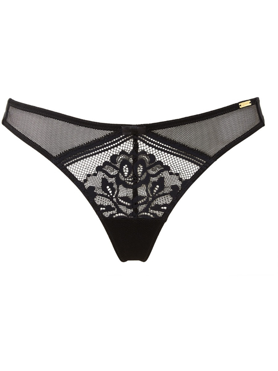 Encore Lace Thong Black Nude Lingerie Gossard