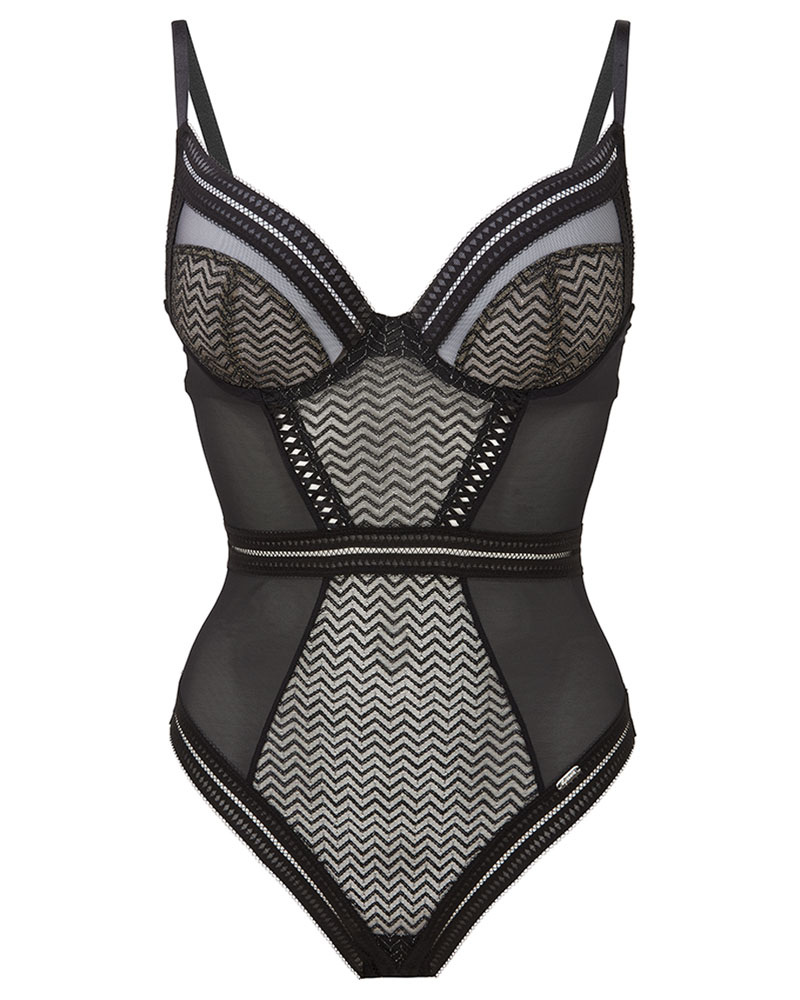Contradiction Non Padded Bodysuit - Black/Silver - Gossard