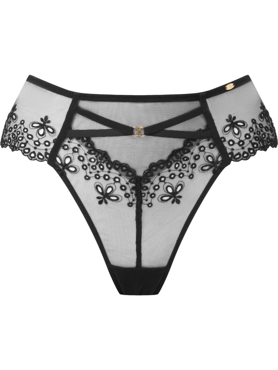 Culotte brésilienne taille haute Rebel Noir, Lingerie transparente, Gossard