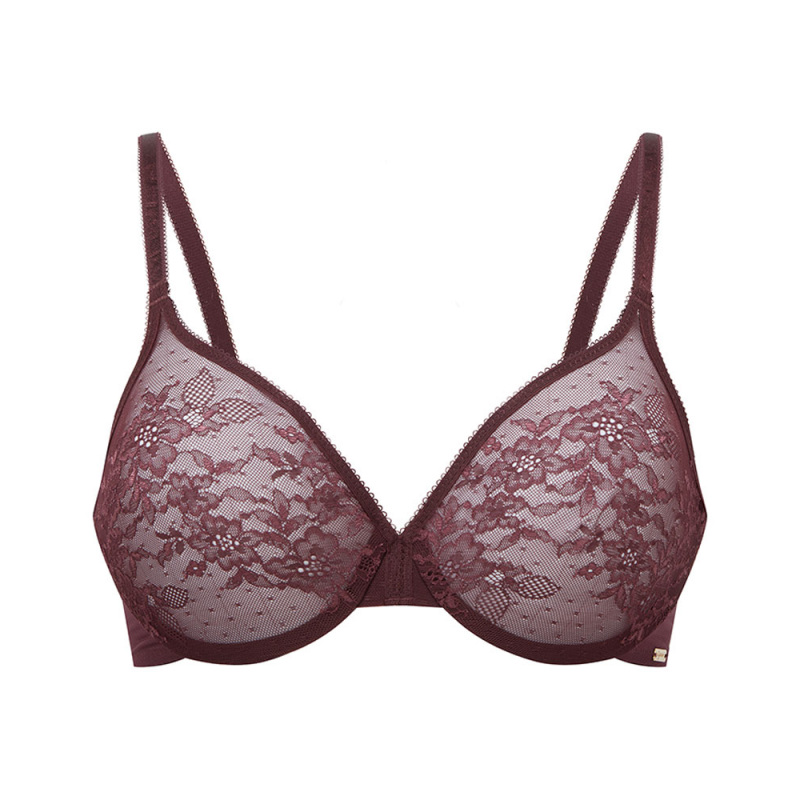 Glossies Lace Moulded Bra - Fig | Sheer Bras | Gossard